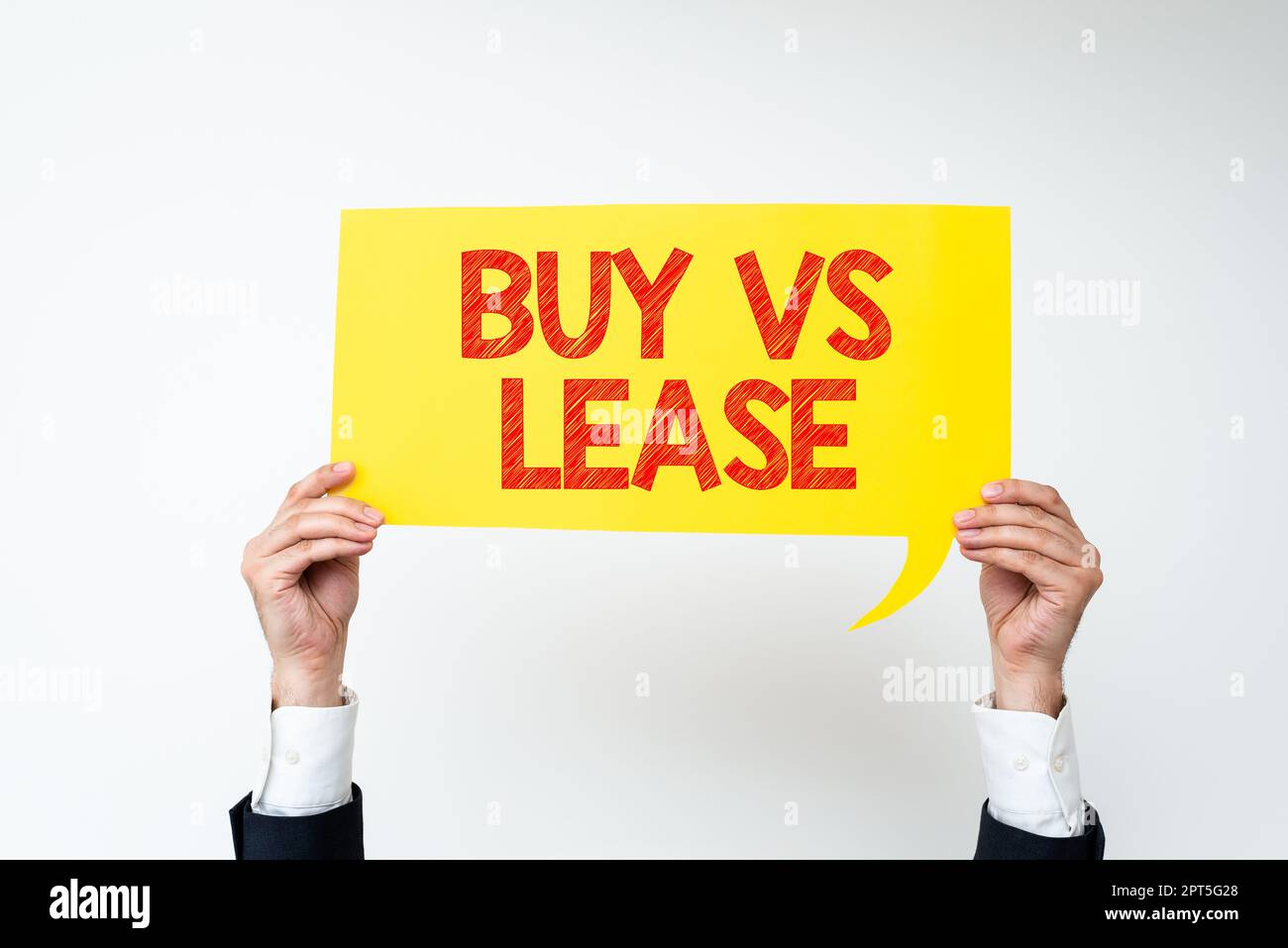 Text caption presenting Buy Vs Lease, Business approach Own something ...