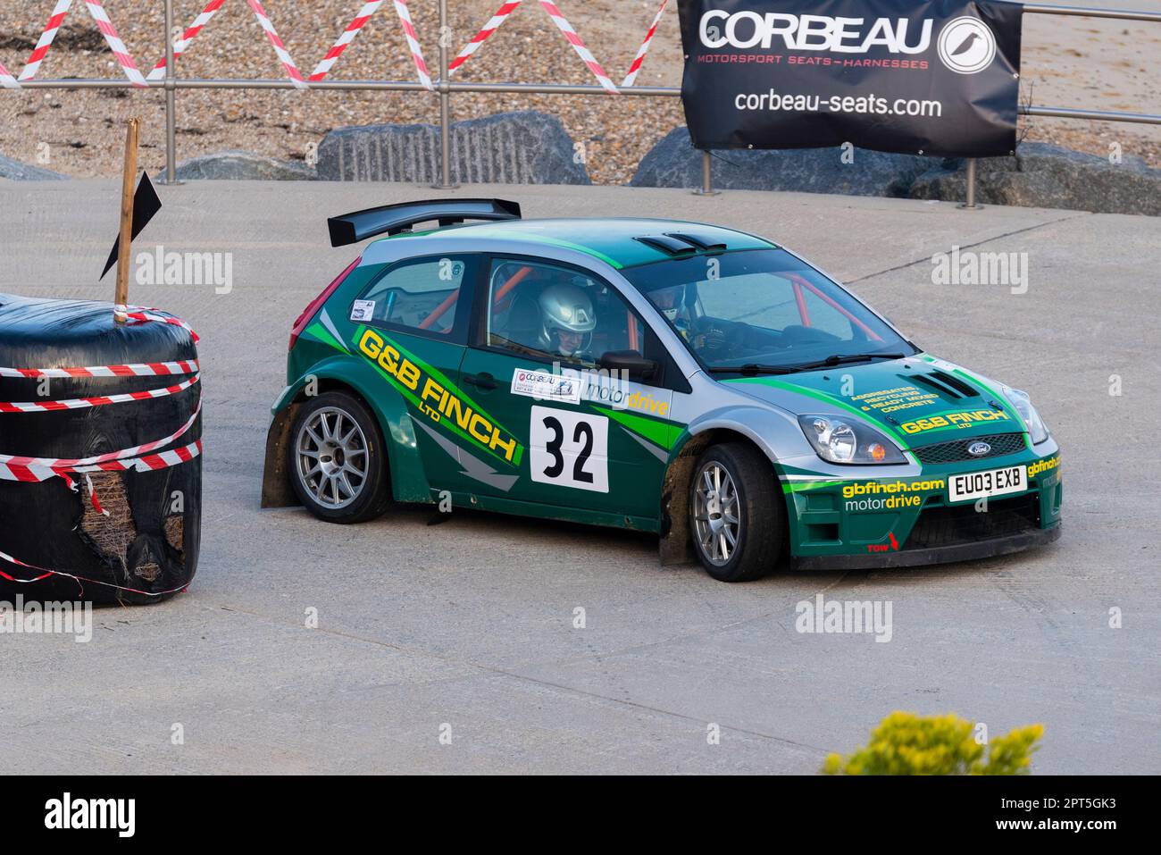 Ashley Davies racing a Ford Fiesta S1600 competing in the Corbeau Seats ...