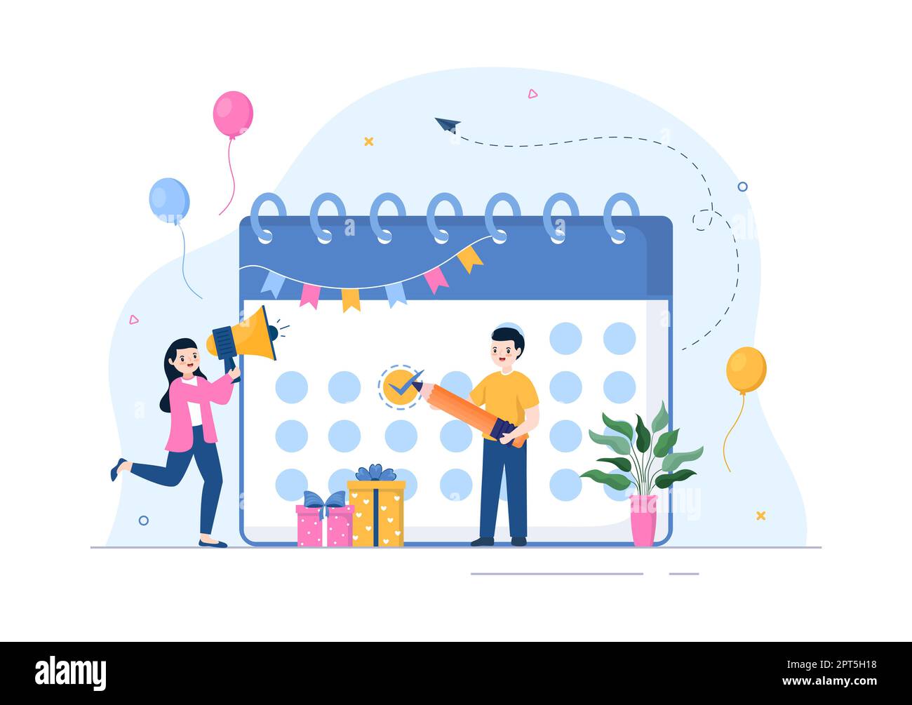 Event Planner Template Hand Drawn Cartoon Flat Illustration with ...