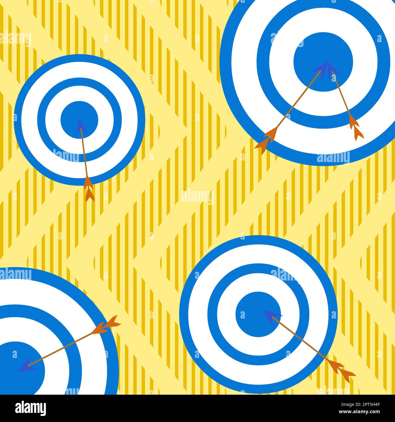 Arrow and round target inside asymmetrical shaped object multicolour ...