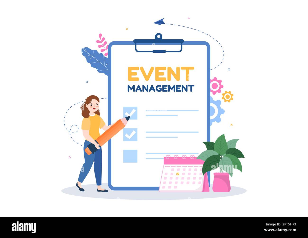 Event Planner Template Hand Drawn Cartoon Flat Illustration with ...