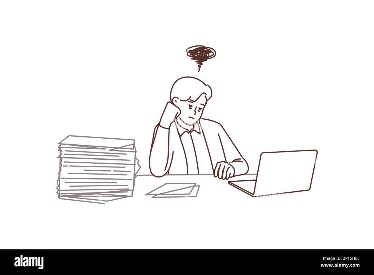 Cartoon man stressed work on Cut Out Stock Images & Pictures - Alamy