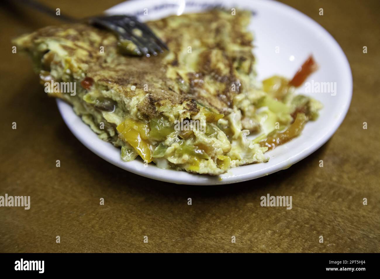 Detail of typical Spanish lunch, food with potatoes and eggs Stock ...