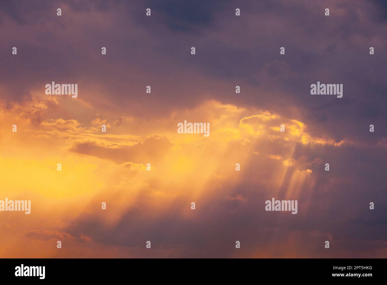 Sunshine In Sunrise Bright Dramatic Sky. Sun Ray Through Dark Rainy ...