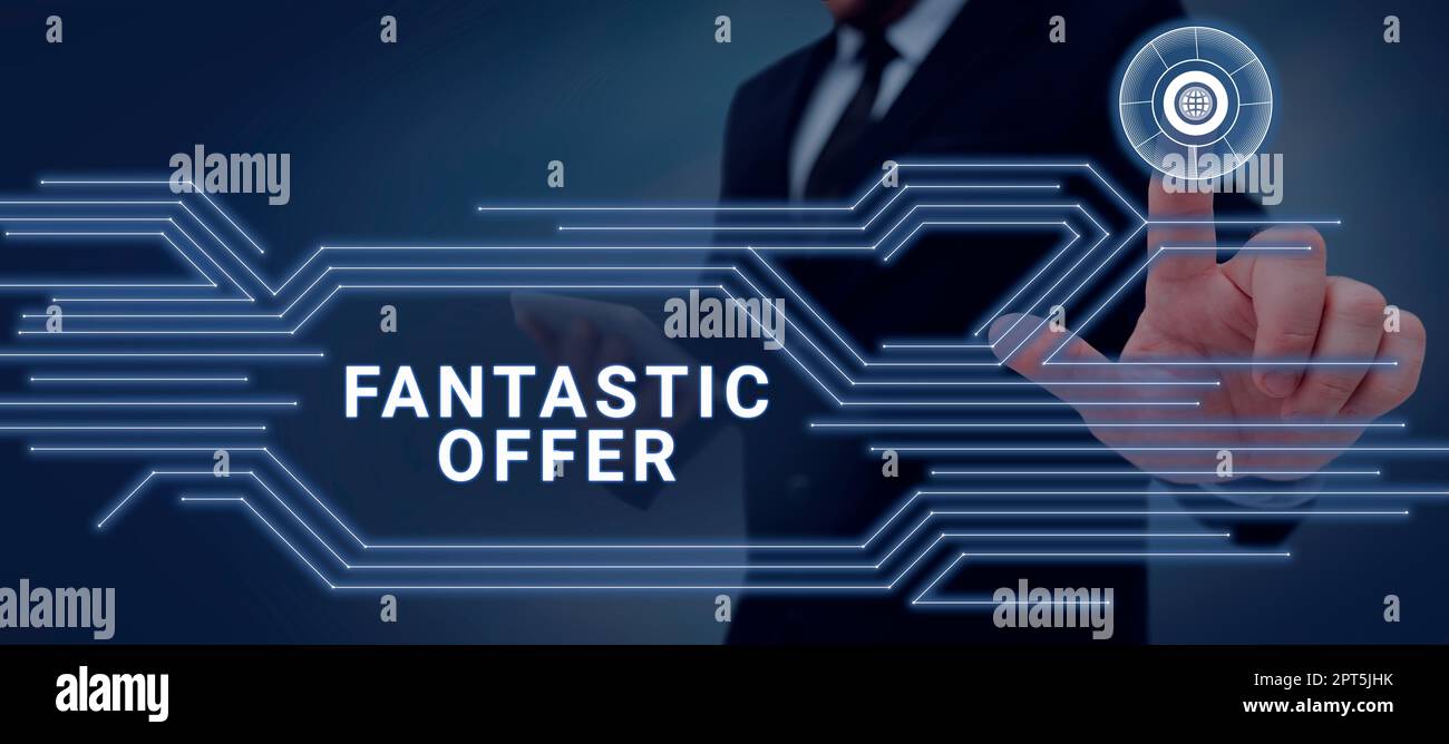 Writing displaying text Fantastic Offer, Word for a marketing strategy ...