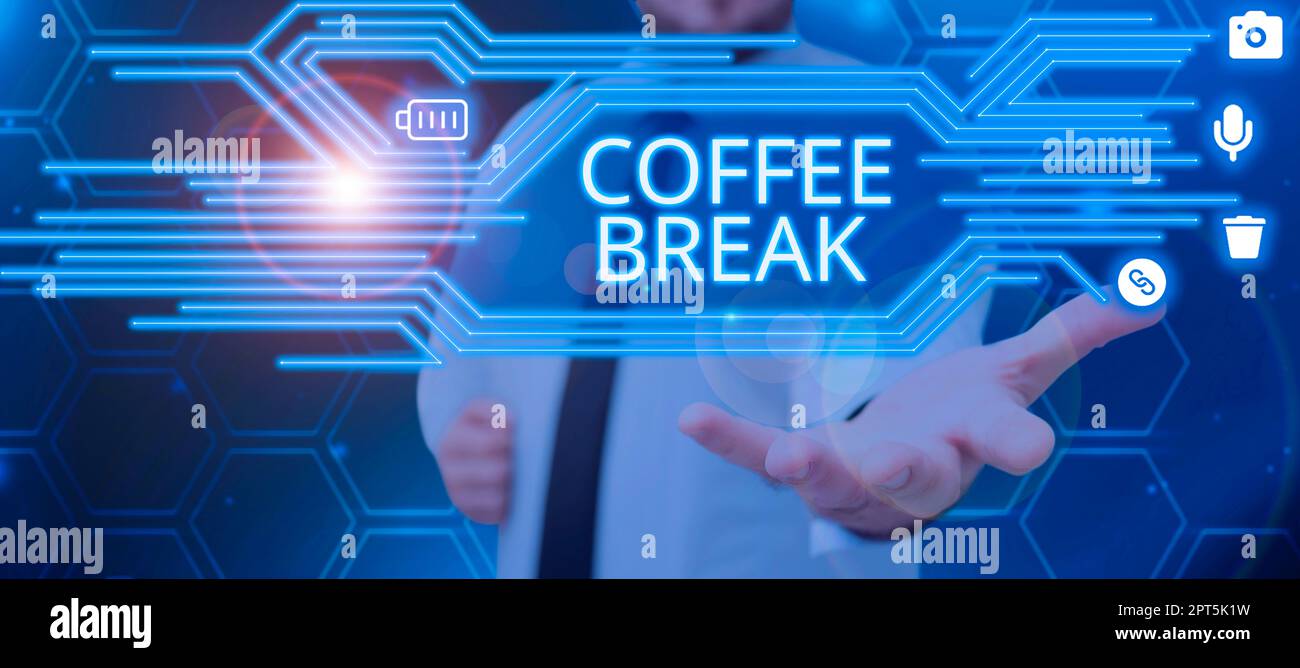 Writing displaying text Coffee Break, Internet Concept short time ...
