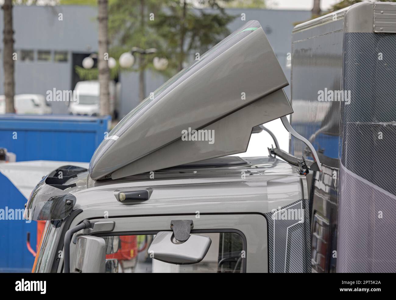 Aerodynamic Spoiler at Truck Cabin Roof Top Profile View Stock Photo ...