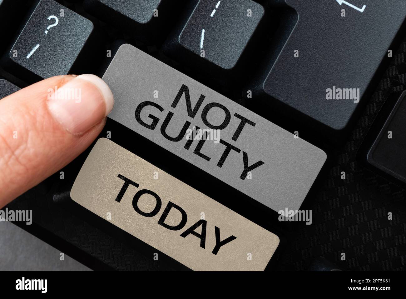 Text showing inspiration Not Guilty, Word Written on someone is ...