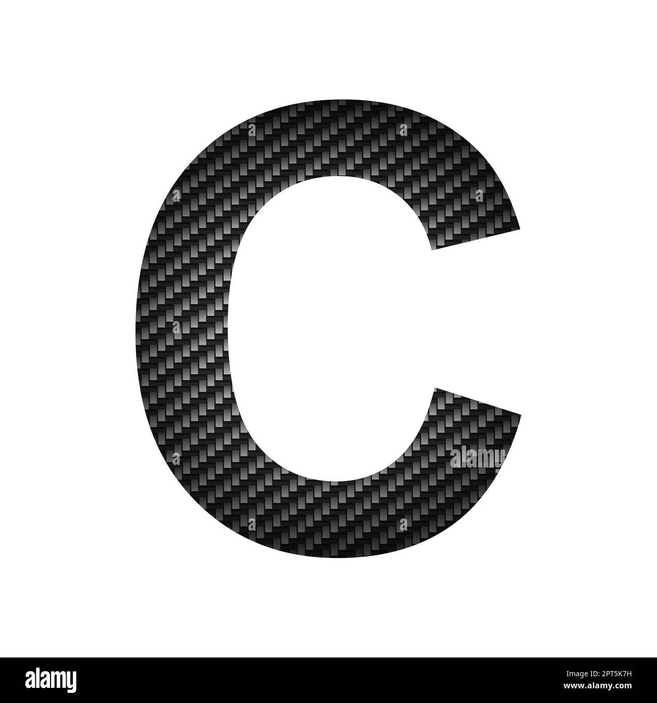 English alphabet letter C, carbon dark texture on white background ...