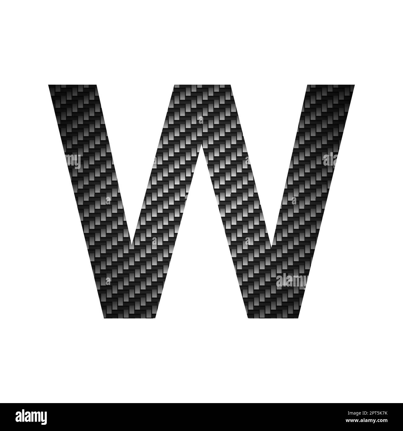 English alphabet letter W, carbon dark texture on white background ...