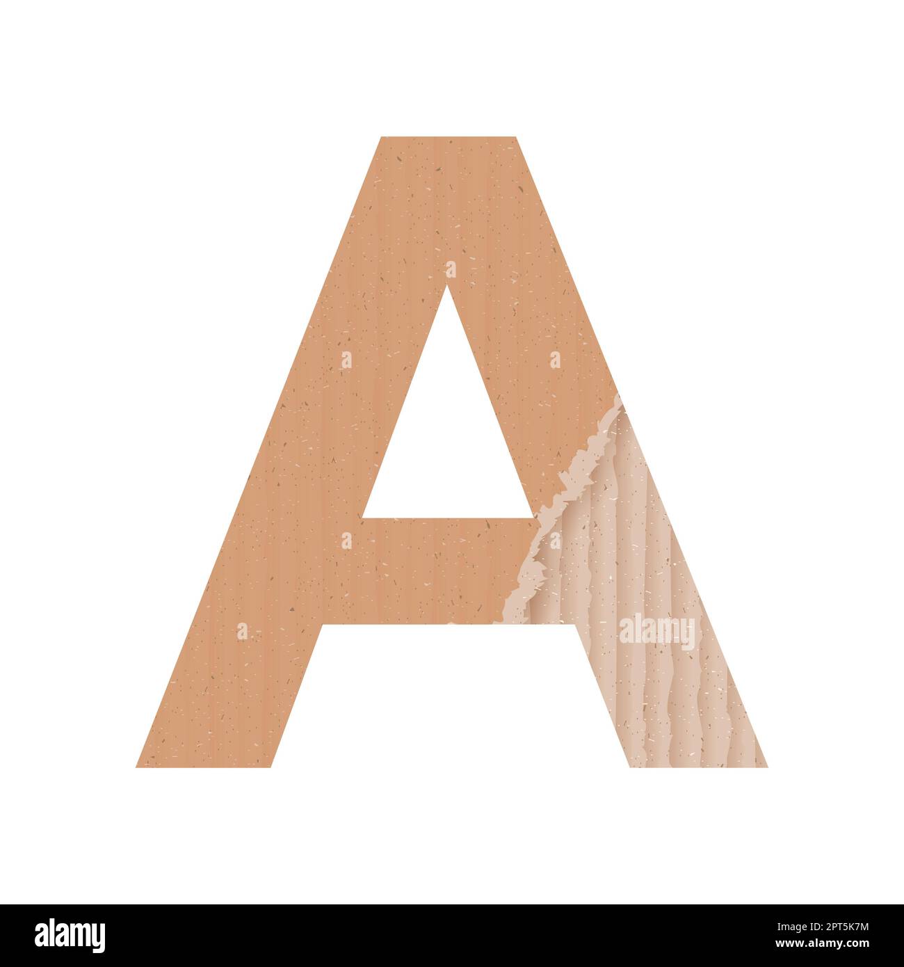 Letter A of the English alphabet, gray paper cardboard texture on white ...
