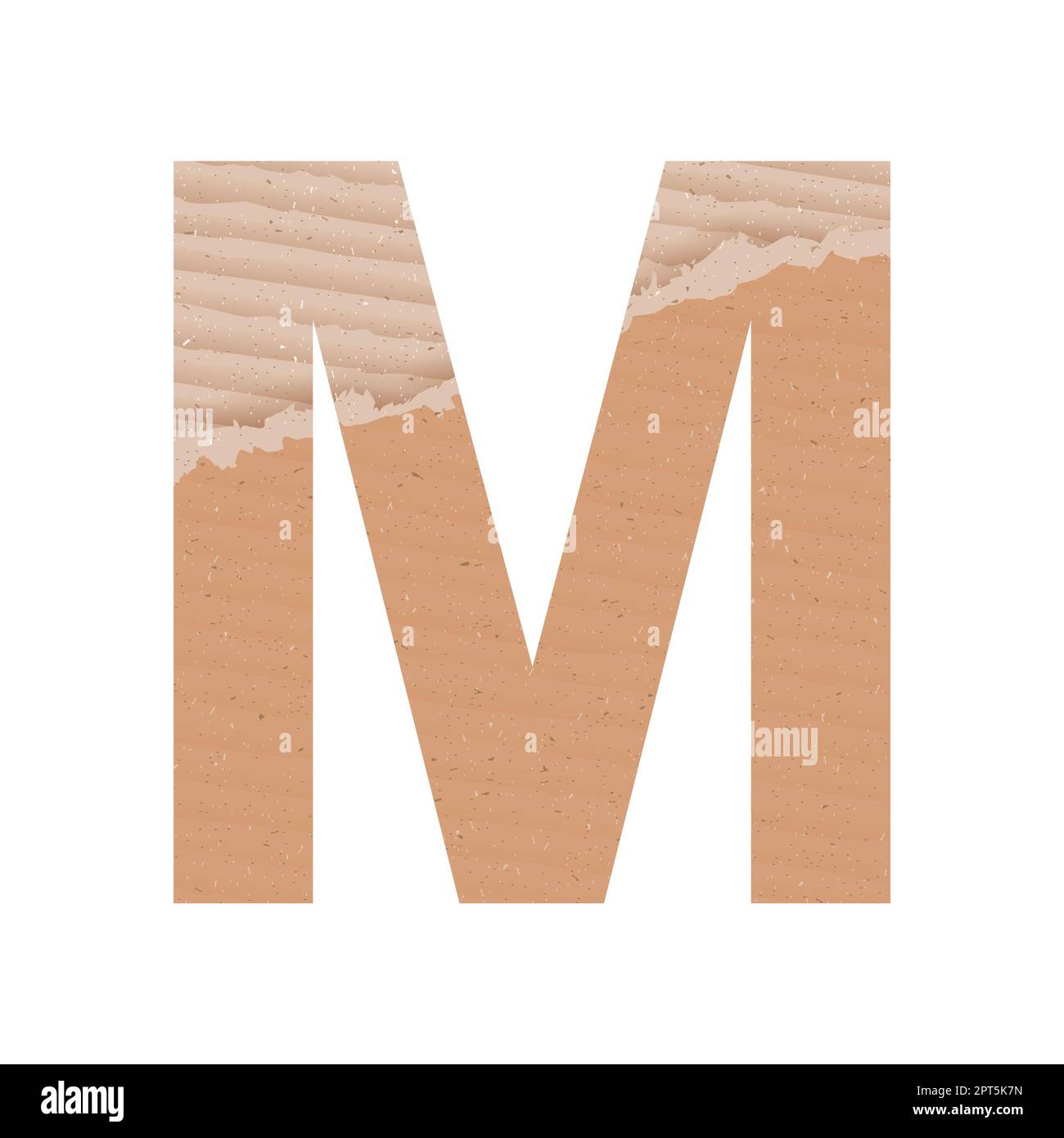 Letter M of the English alphabet, gray paper cardboard texture on white ...
