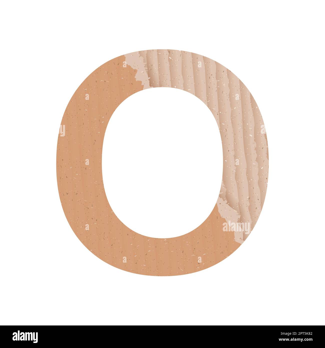 Letter O of the English alphabet, gray paper cardboard texture on white ...