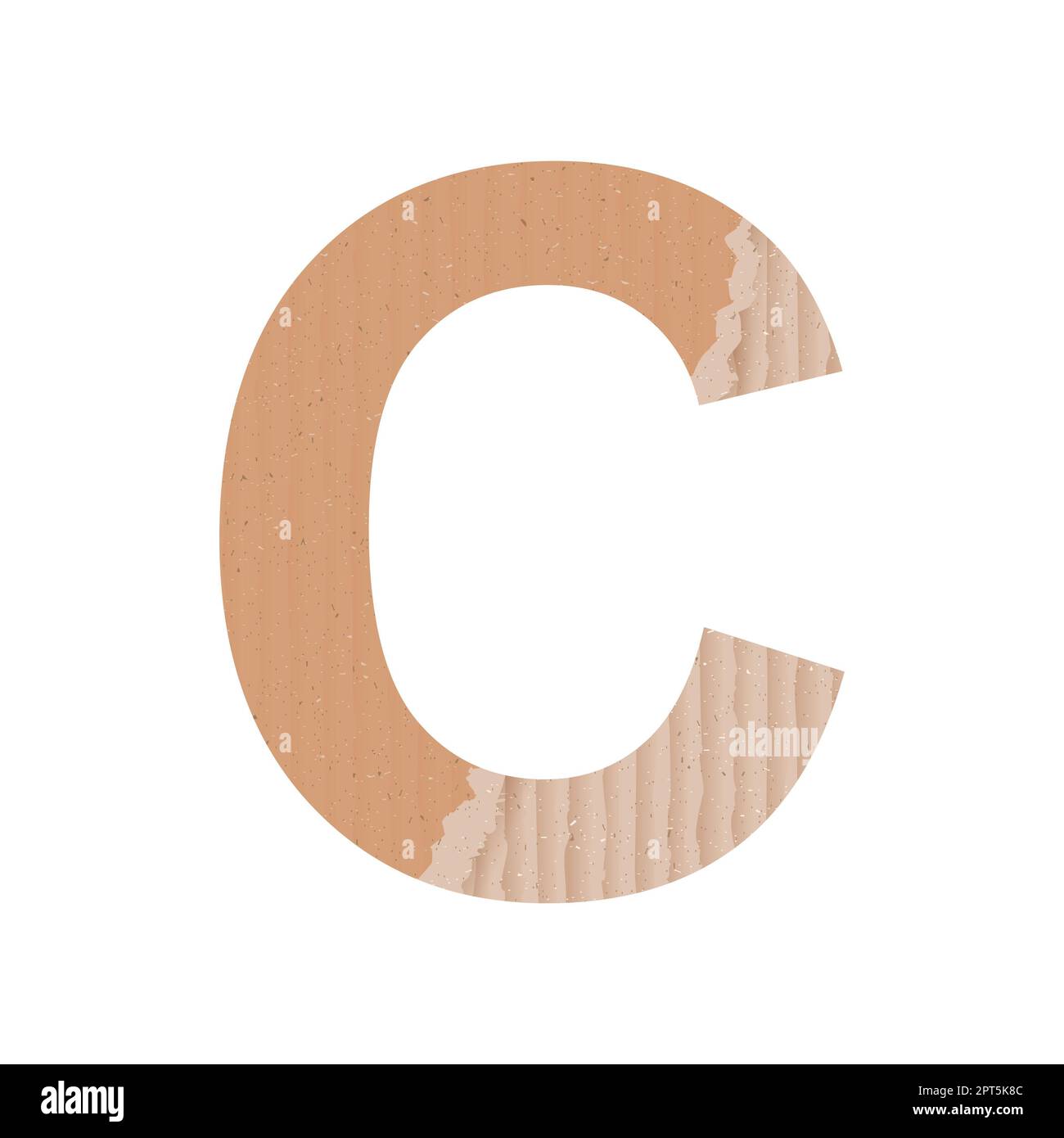 Letter C of the English alphabet, gray paper cardboard texture on white ...