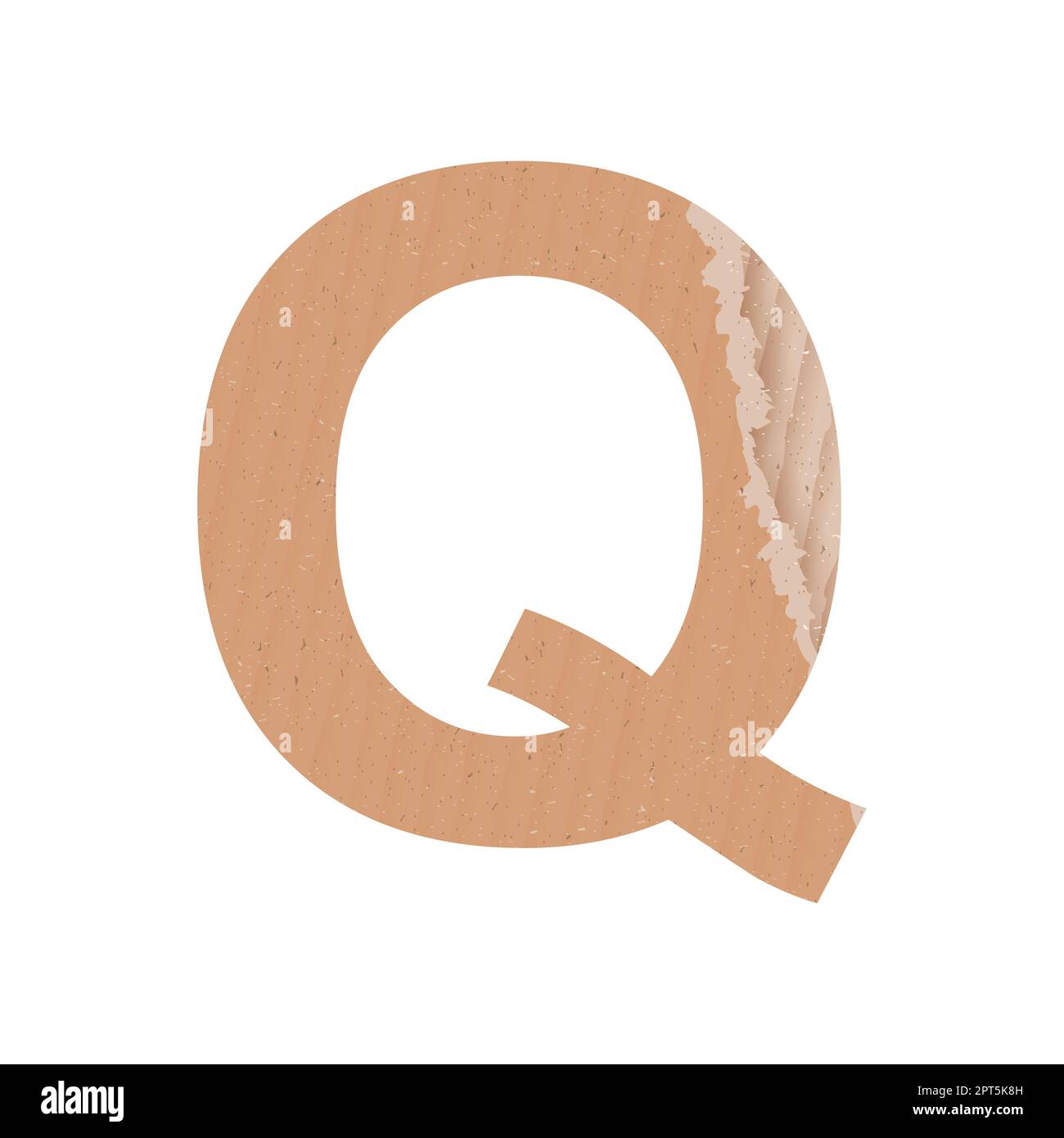 Letter Q of the English alphabet, gray paper cardboard texture on white ...