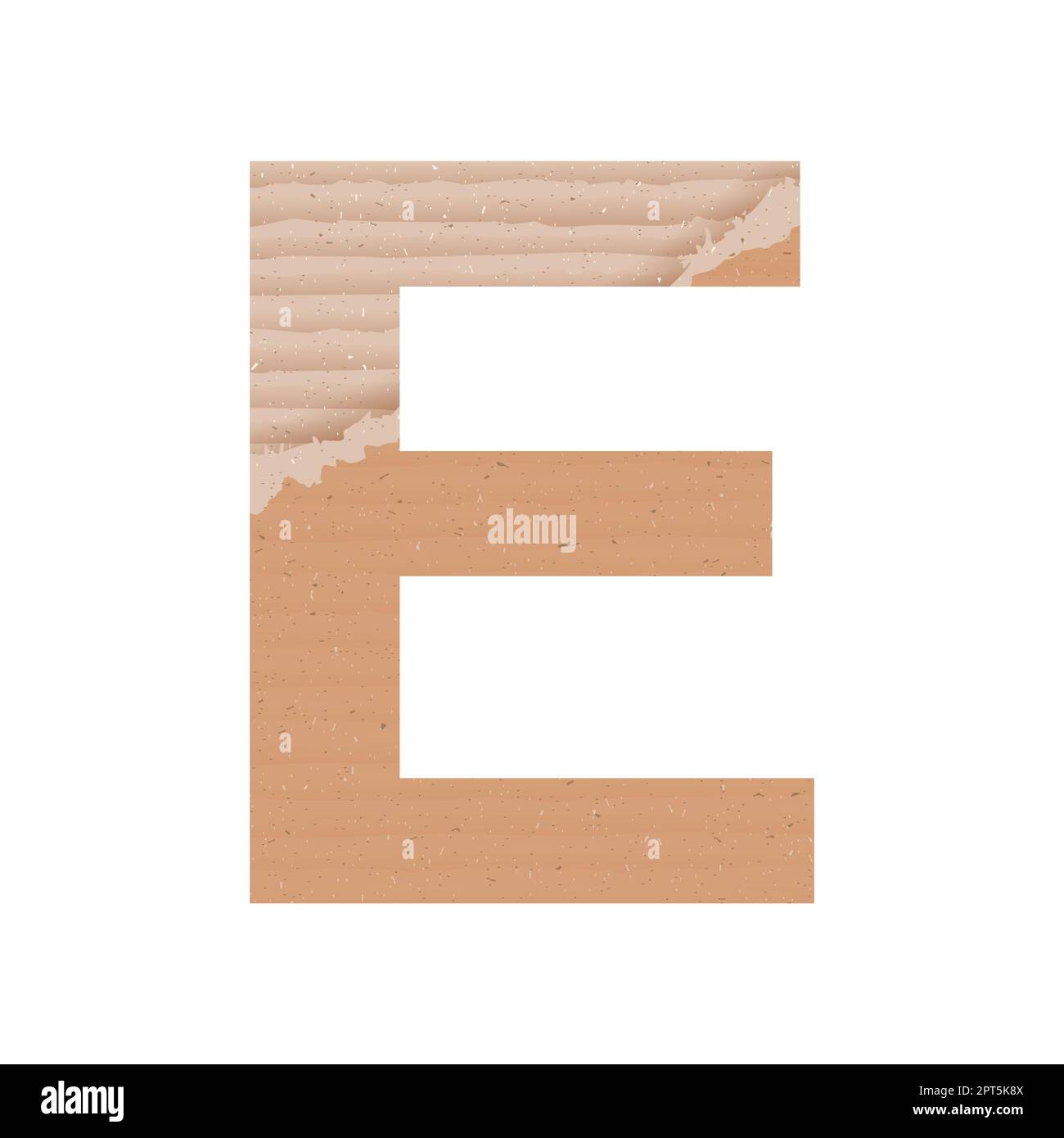 Letter E of the English alphabet, gray paper cardboard texture on white ...