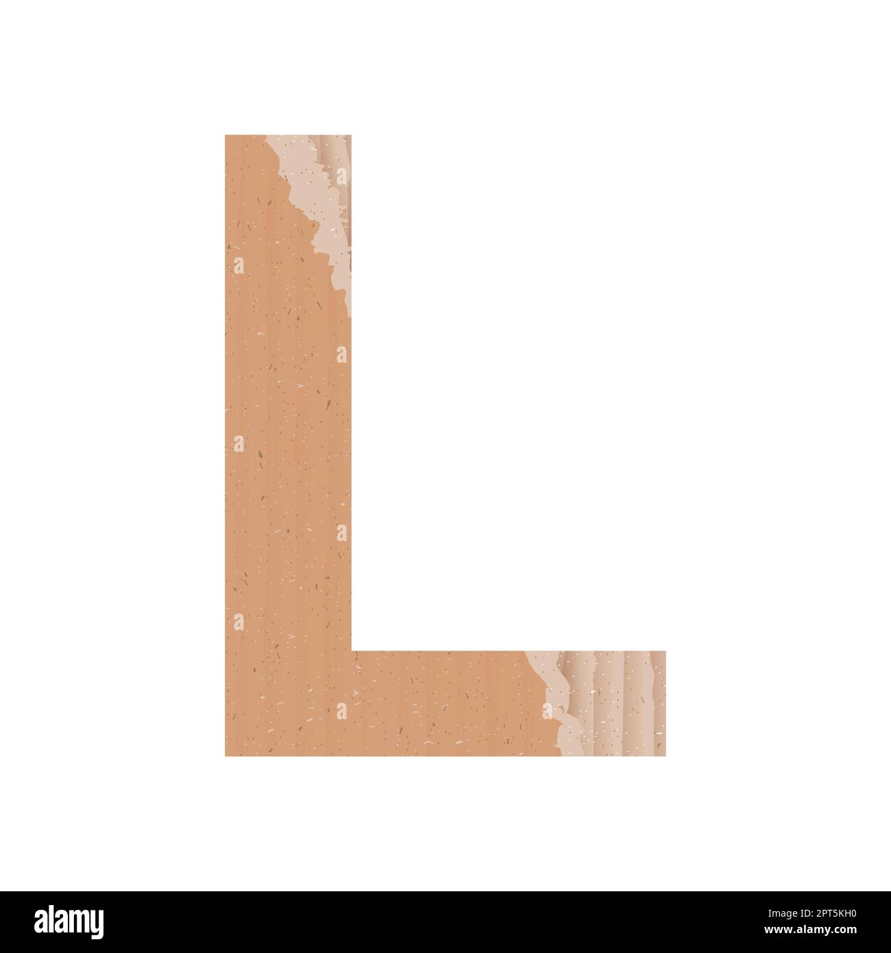 Letter L of the English alphabet, gray paper cardboard texture on white ...