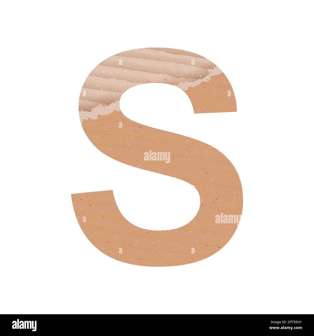 Letter S of the English alphabet, gray paper cardboard texture on white ...