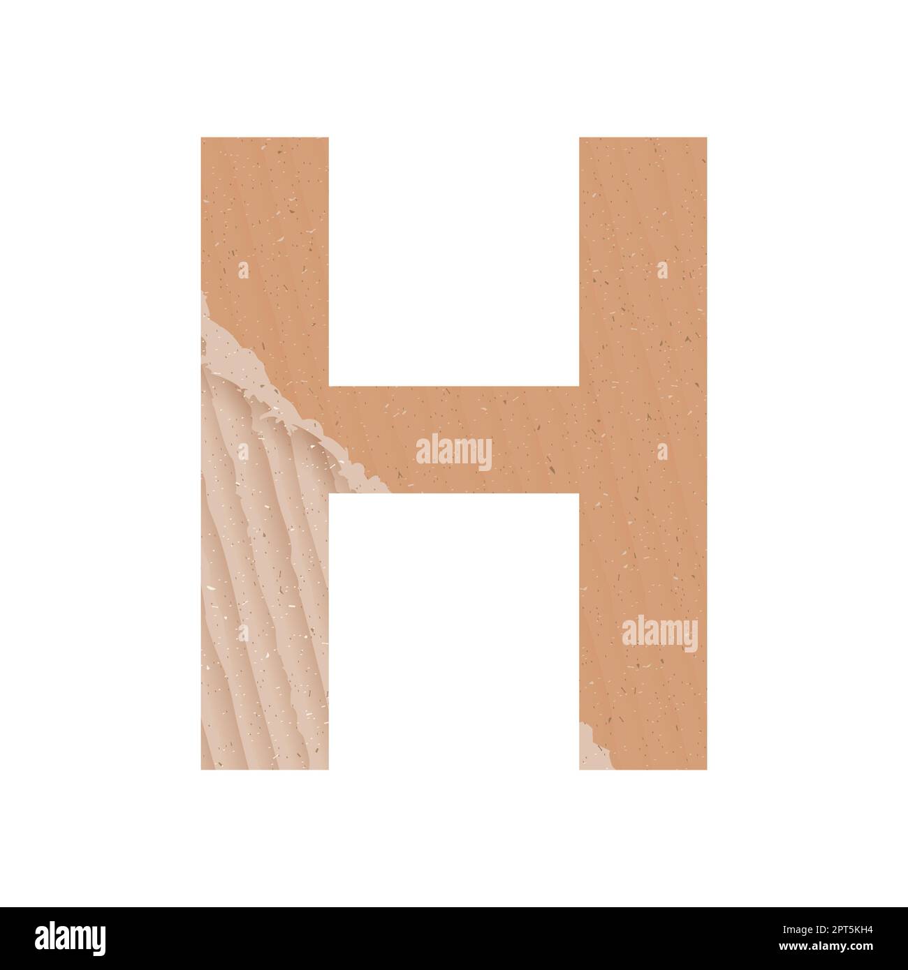 Letter H of the English alphabet, gray paper cardboard texture on white ...