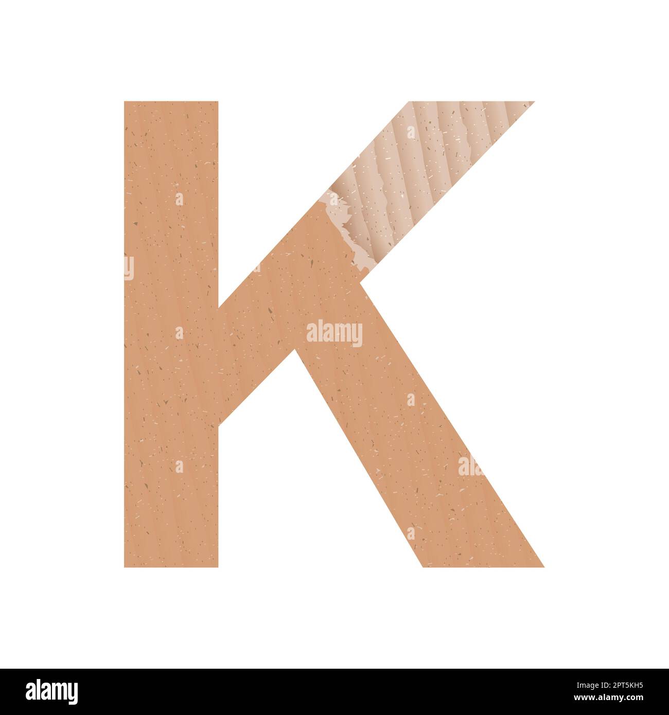 Letter K of the English alphabet, gray paper cardboard texture on white ...