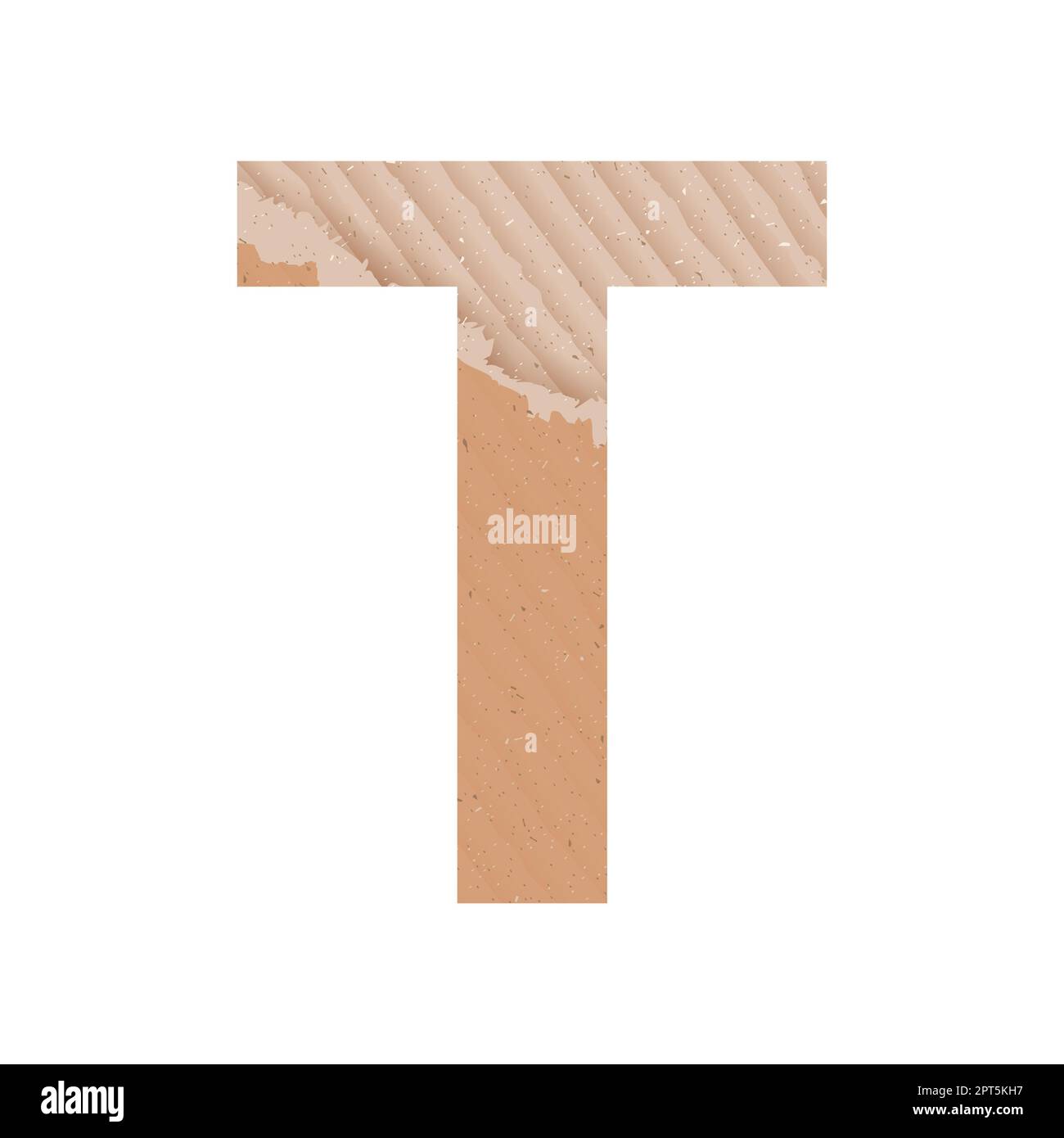 Letter T of the English alphabet, gray paper cardboard texture on white ...