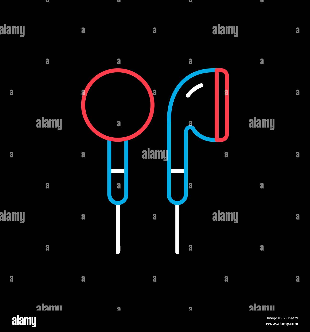 Ear-bud headphone vector on black background icon. Graph symbol for ...