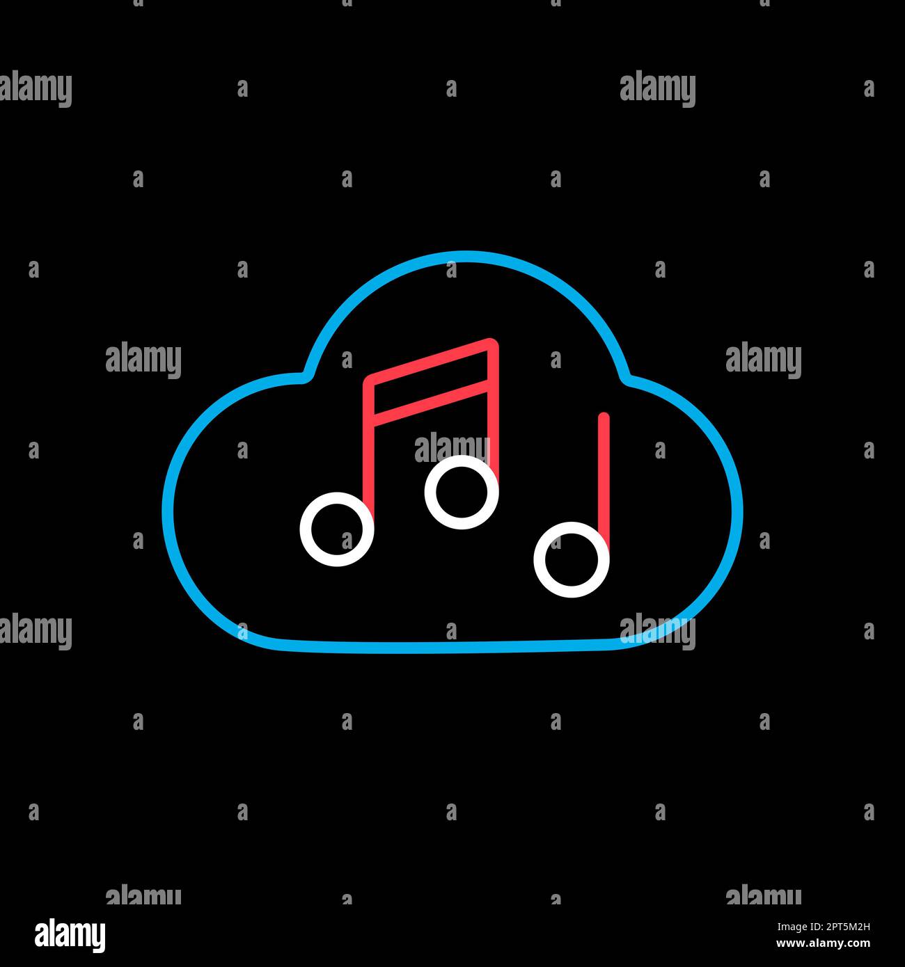 Music note cloud sound vector on black background icon. Music sign ...