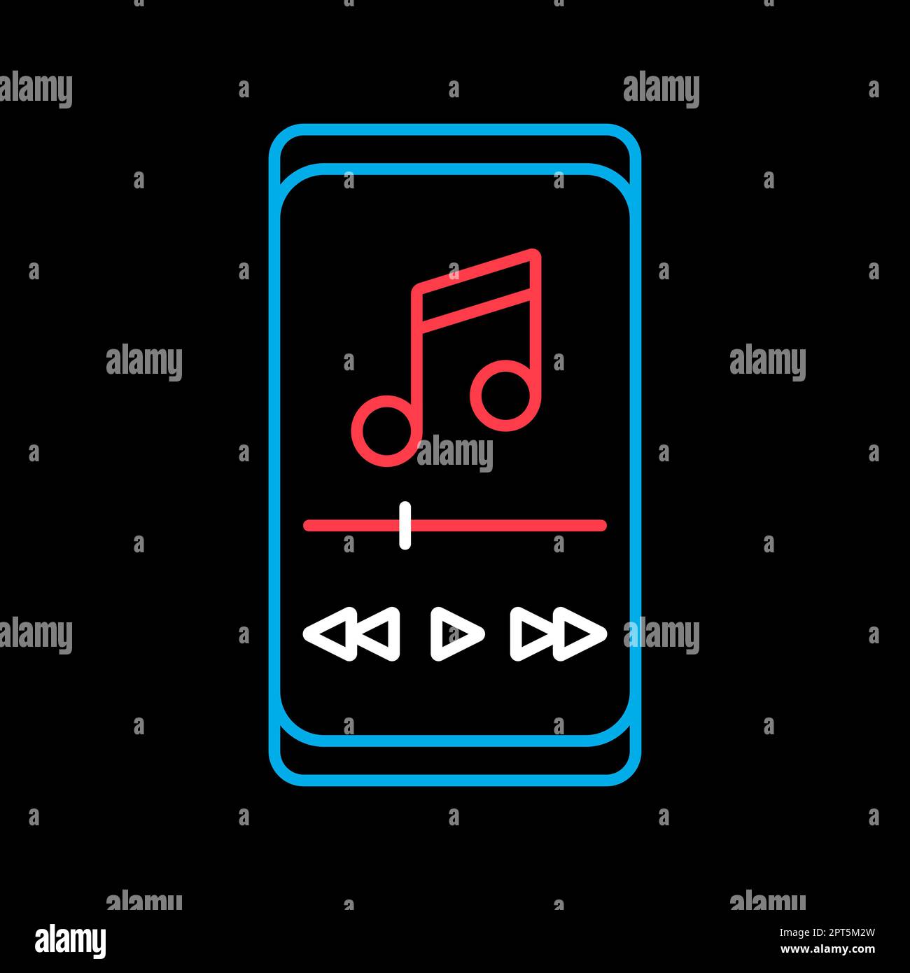 Smartphone with music player app vector on black background icon. Music ...