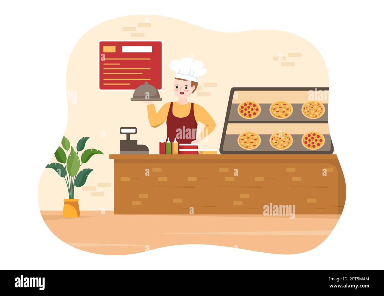 Italian Food Restaurant or Cafeteria with Chef Making Traditional ...