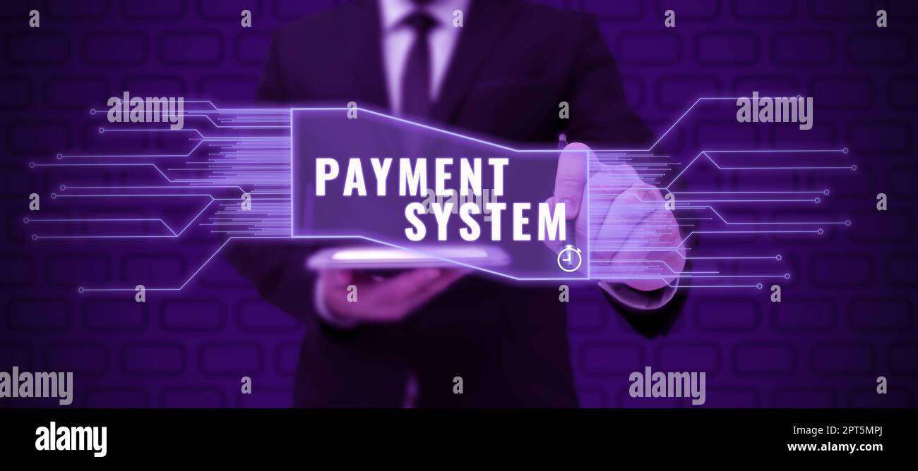 Conceptual display Payment System, Word Written on different ...