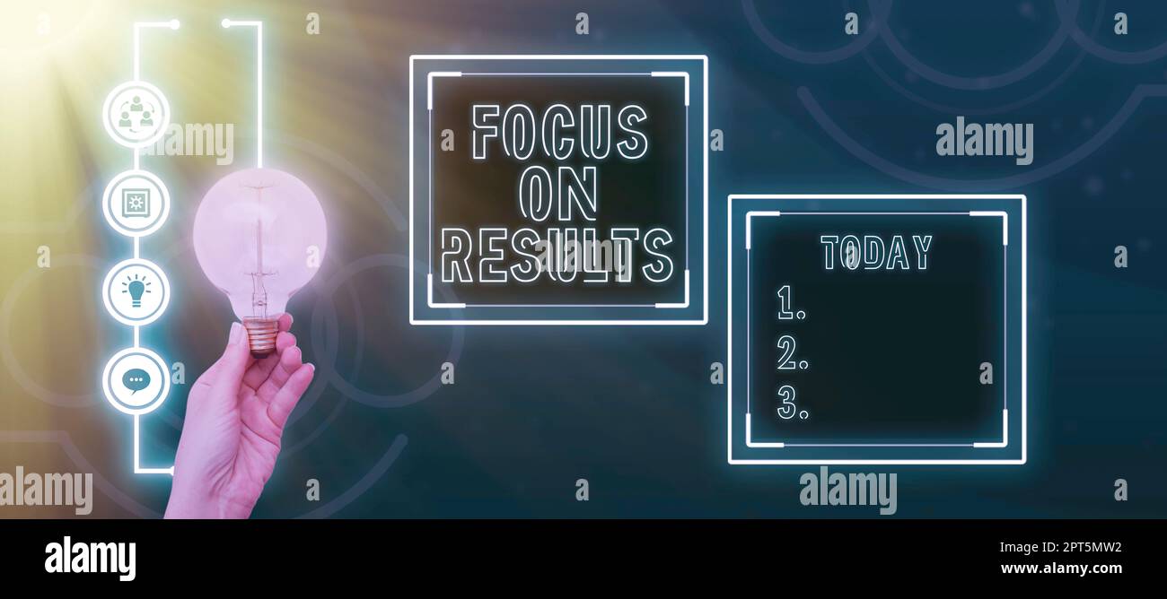Hand writing sign Focus On Results, Business concept concentration on ...