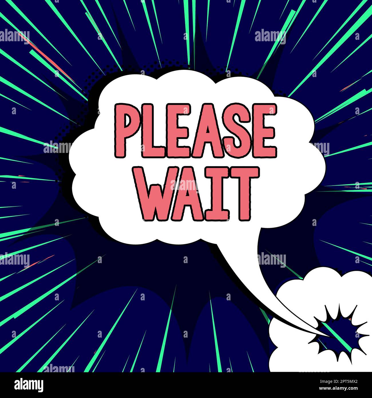 Conceptual caption Please Wait, Business showcase to pause any ...