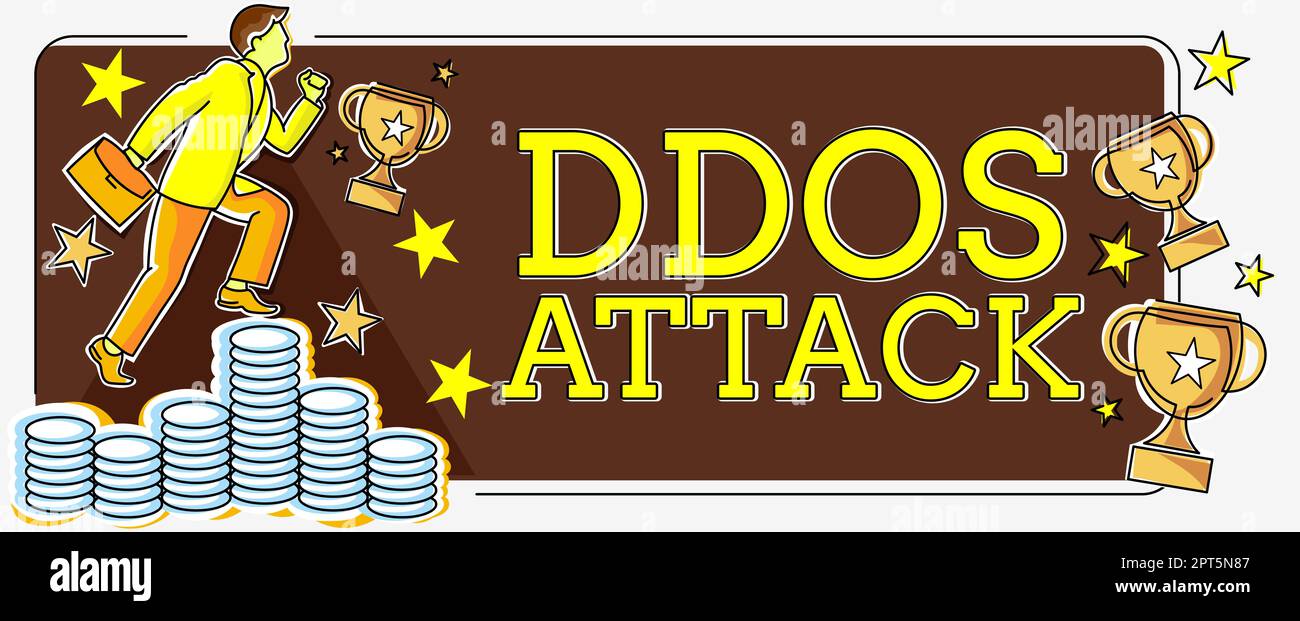 Hand writing sign Ddos Attack, Word for disturbed access to the normal ...