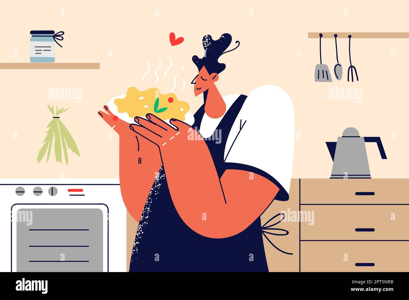 Dinner preparation concept happy Stock Vector Images - Alamy