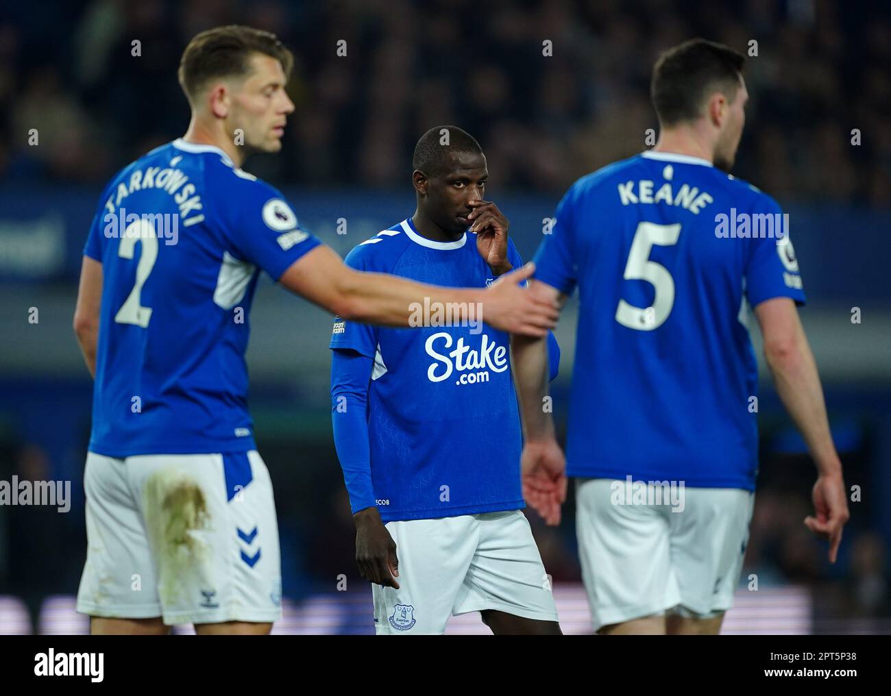 Everton's Abdoulaye Doucoure appears dejected during the Premier League ...