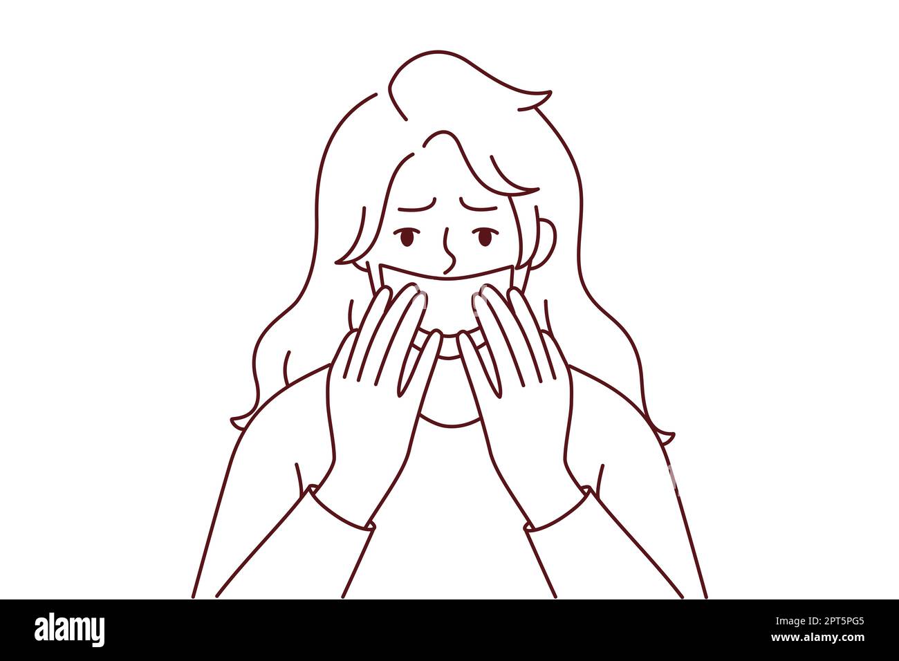 Scared young woman with tape on mouth suffer from speech censorship ...