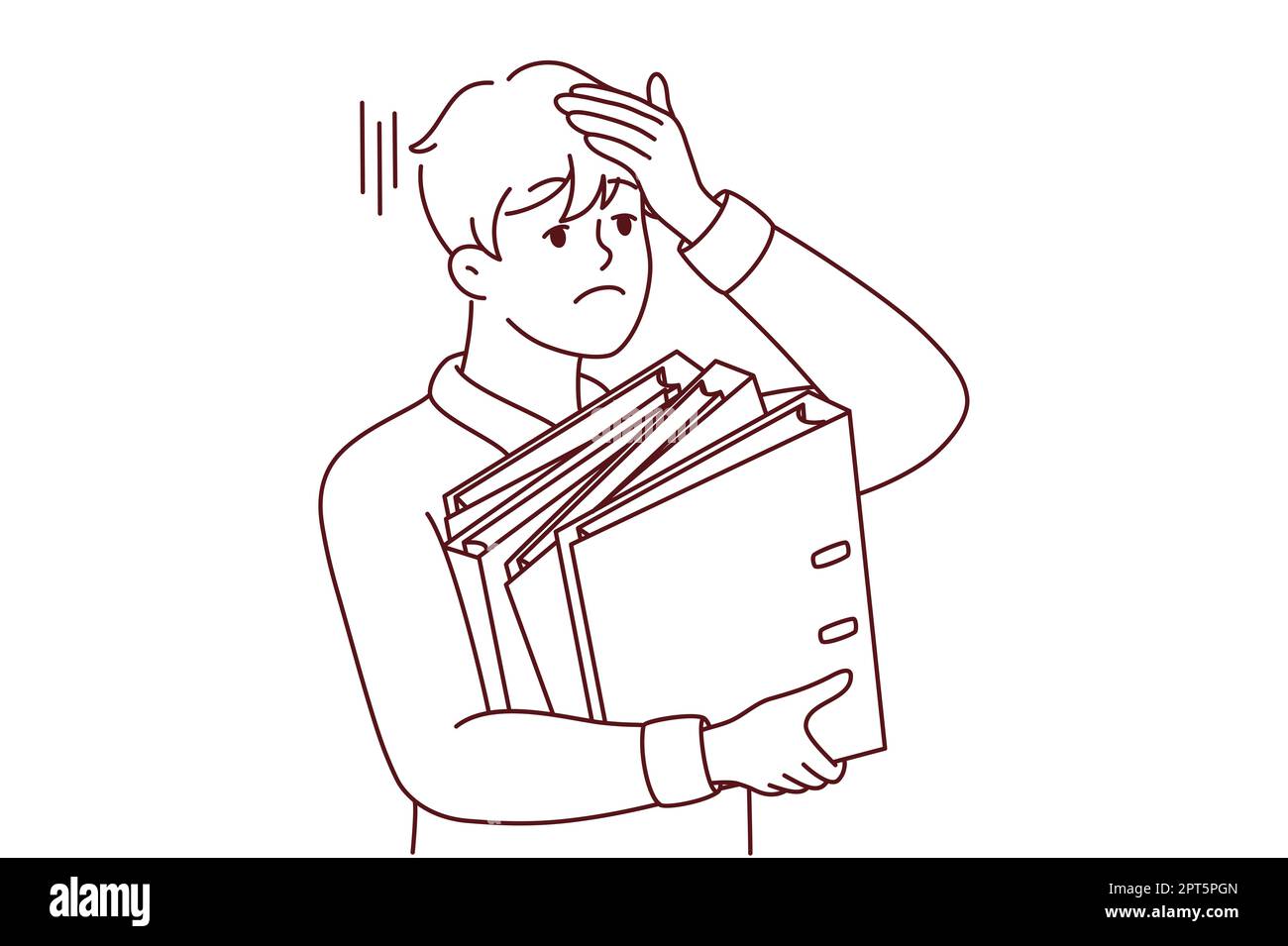 Stressed businessman holding folders feel overworked in office. Unhappy ...