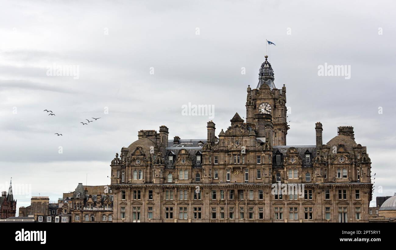 Balmoral Hotel with clock tower, next to Royal British Hotel, Edinburgh ...