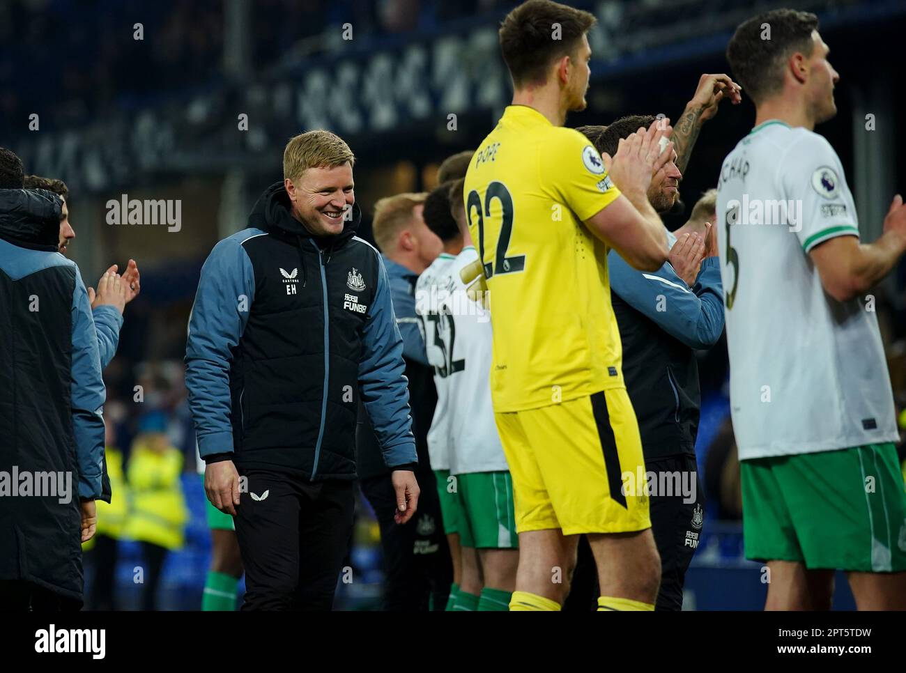 Newcastle United manager Eddie Howe applauds the fans with the players ... Newcastle United manager Eddie Howe applauds the fans with the players ...