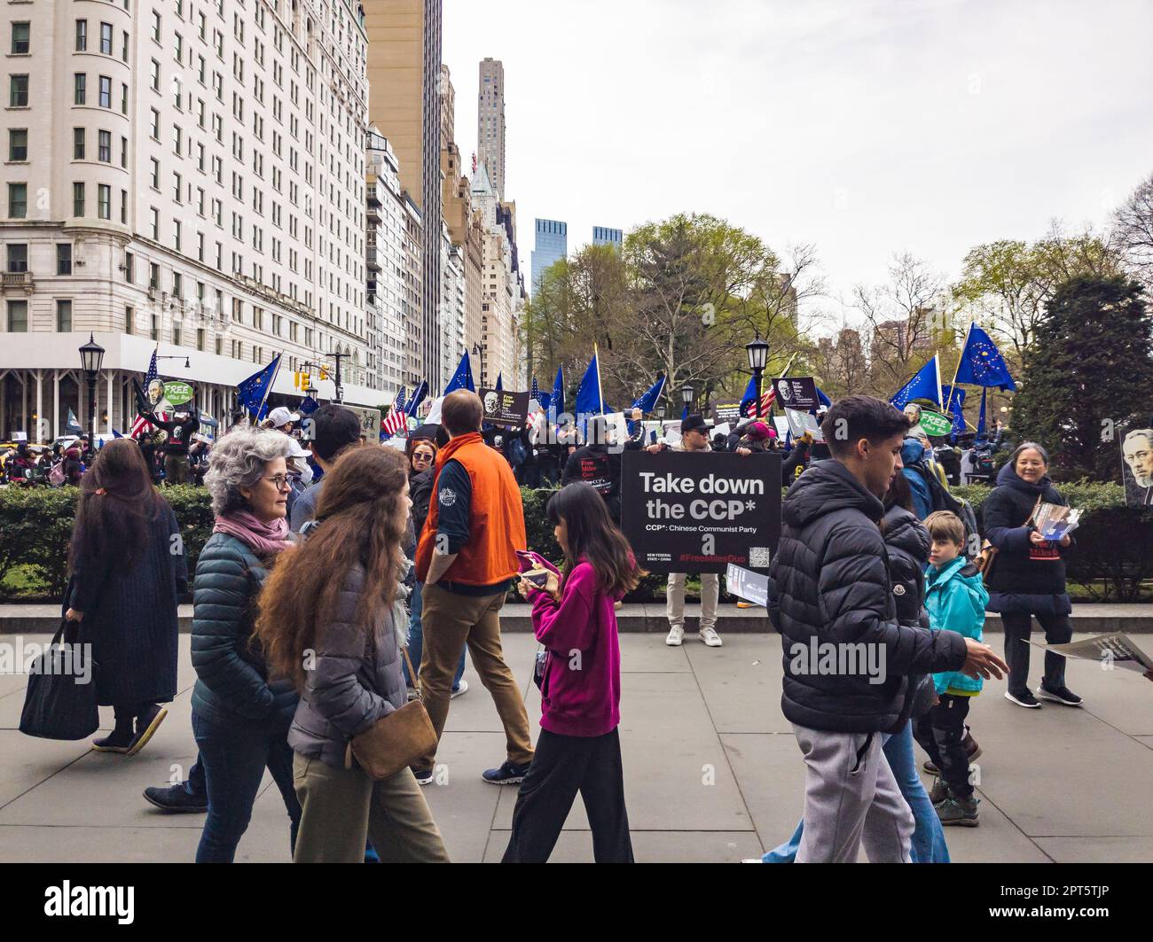 Demonstrators in Grand Army Plaza in New York on Saturday, April 8 ...