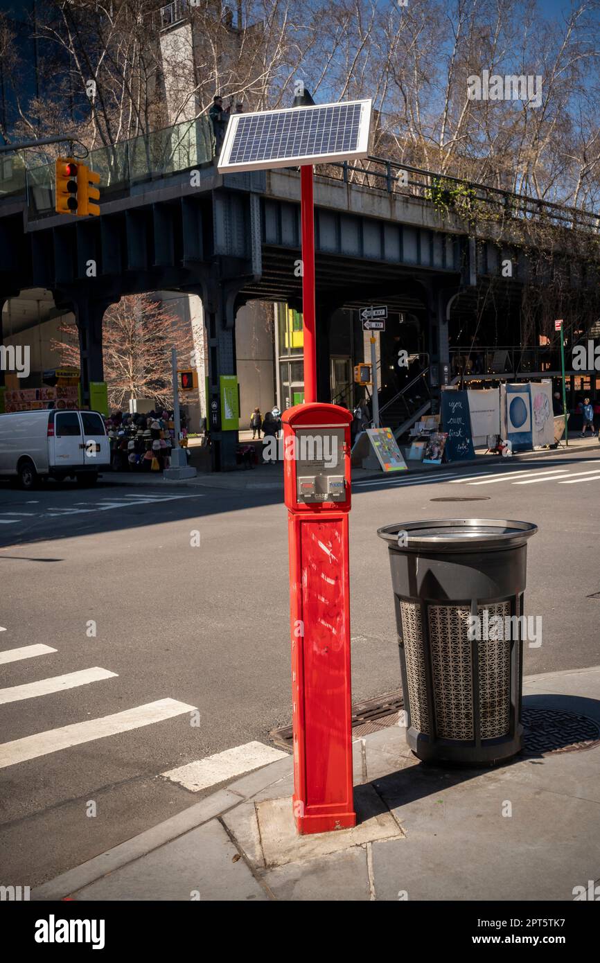 Solar-powered NYPD and FDNY call box in the Meatpacking District in New ...