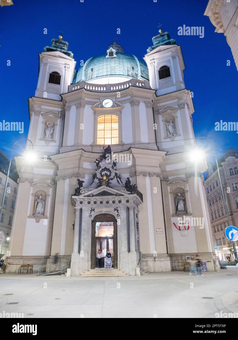 Baroque St. Peter's Church, night view, Vienna, Austria Stock Photo - Alamy