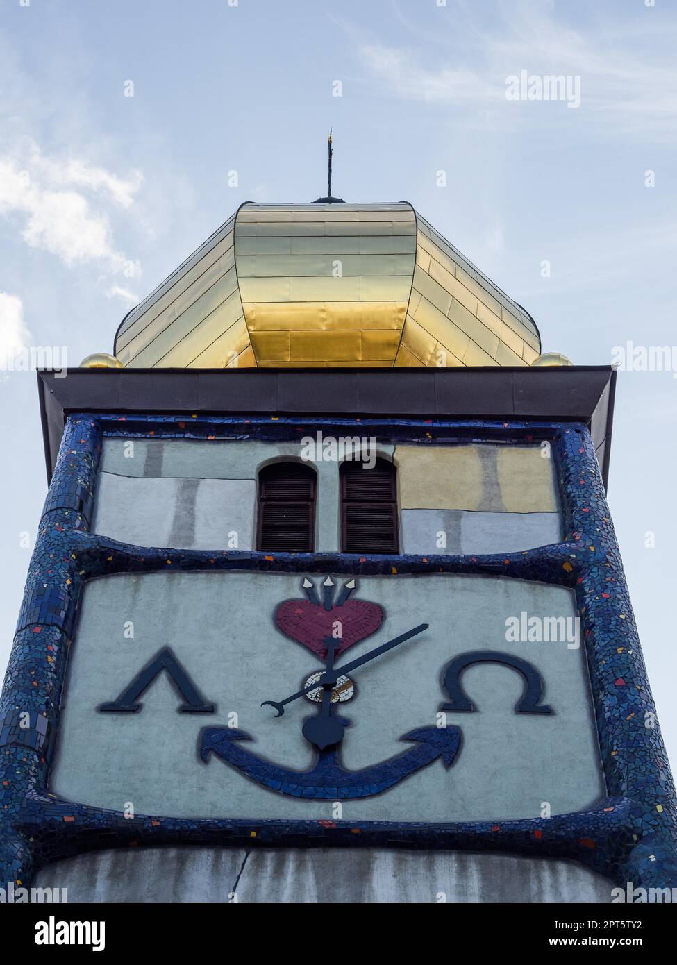 Clock on the church tower, St. Barbara Parish Church, 1987-1988, by ...