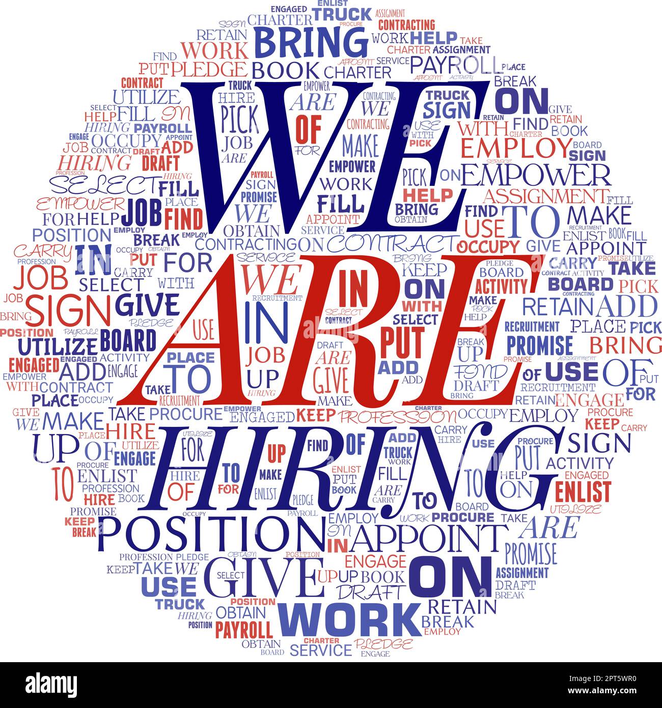 Round word cloud representing job proposal and work opportunity Stock ...