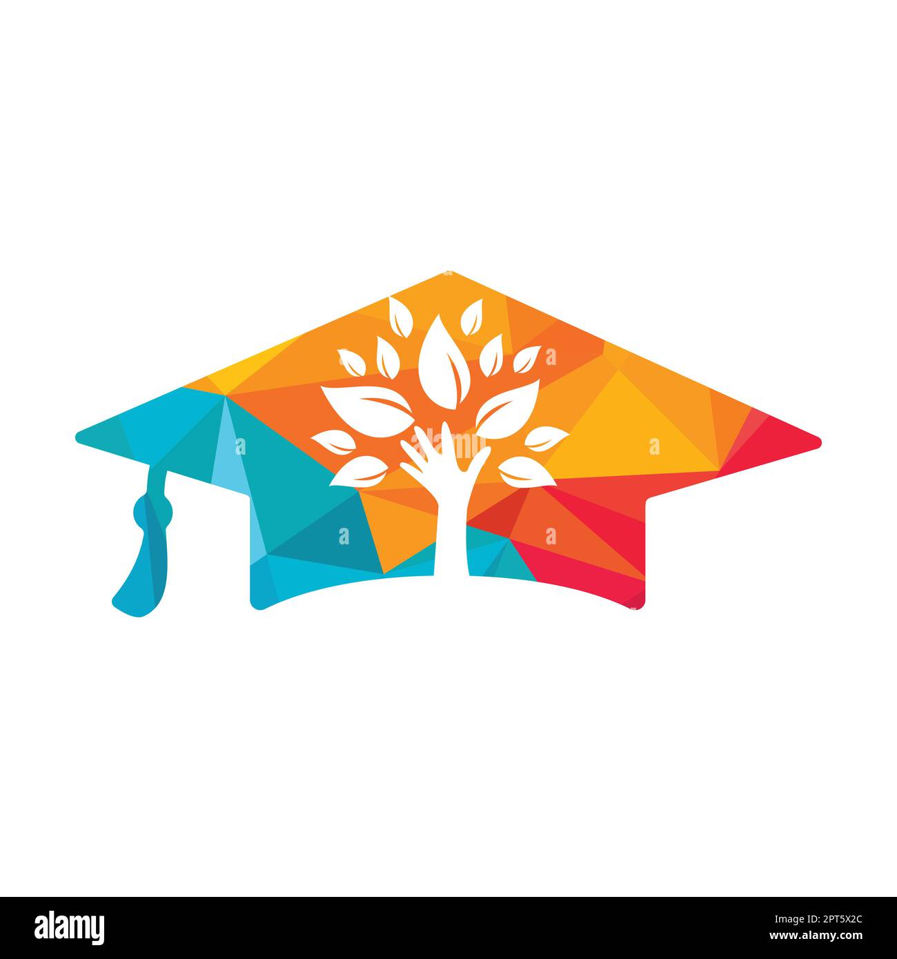 Education insurance and support logo concept. Graduation cap and hand ...
