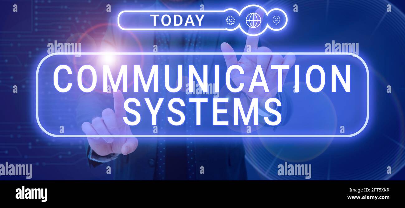 Hand writing sign Communication Systems, Word for Flow of Information ...