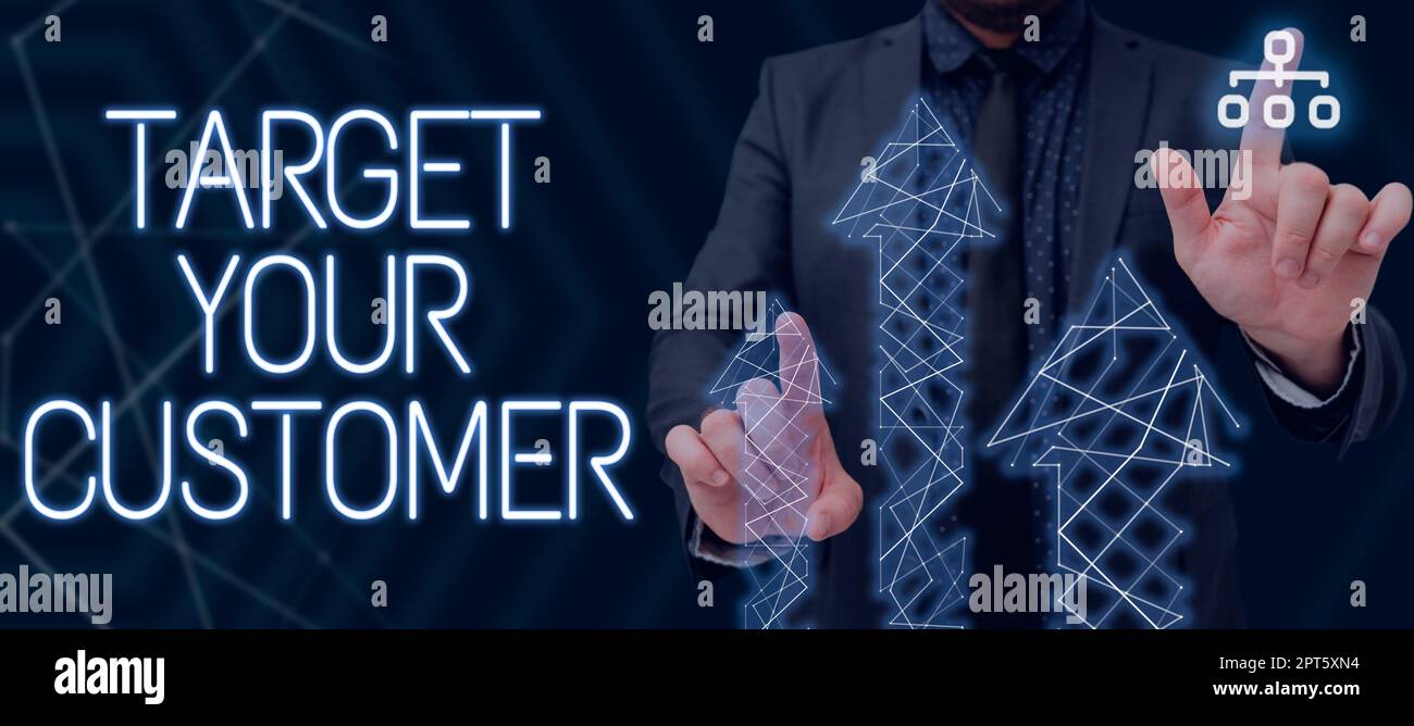 Conceptual caption Target Your Customer, Concept meaning Tailor ...