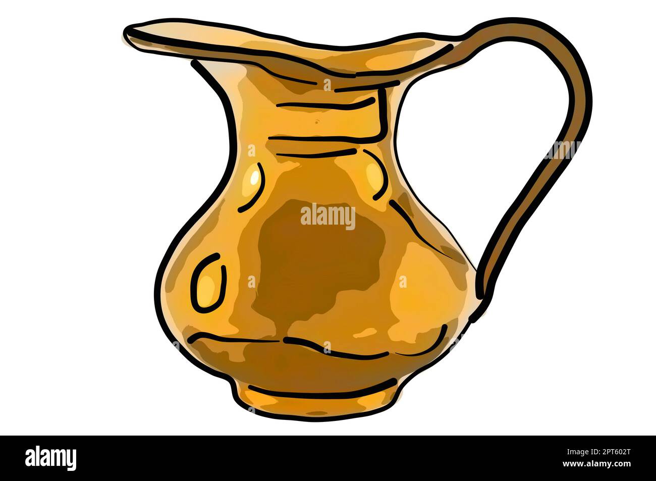 Illustrationb of an antique indian brass pitcher isolated on white ...