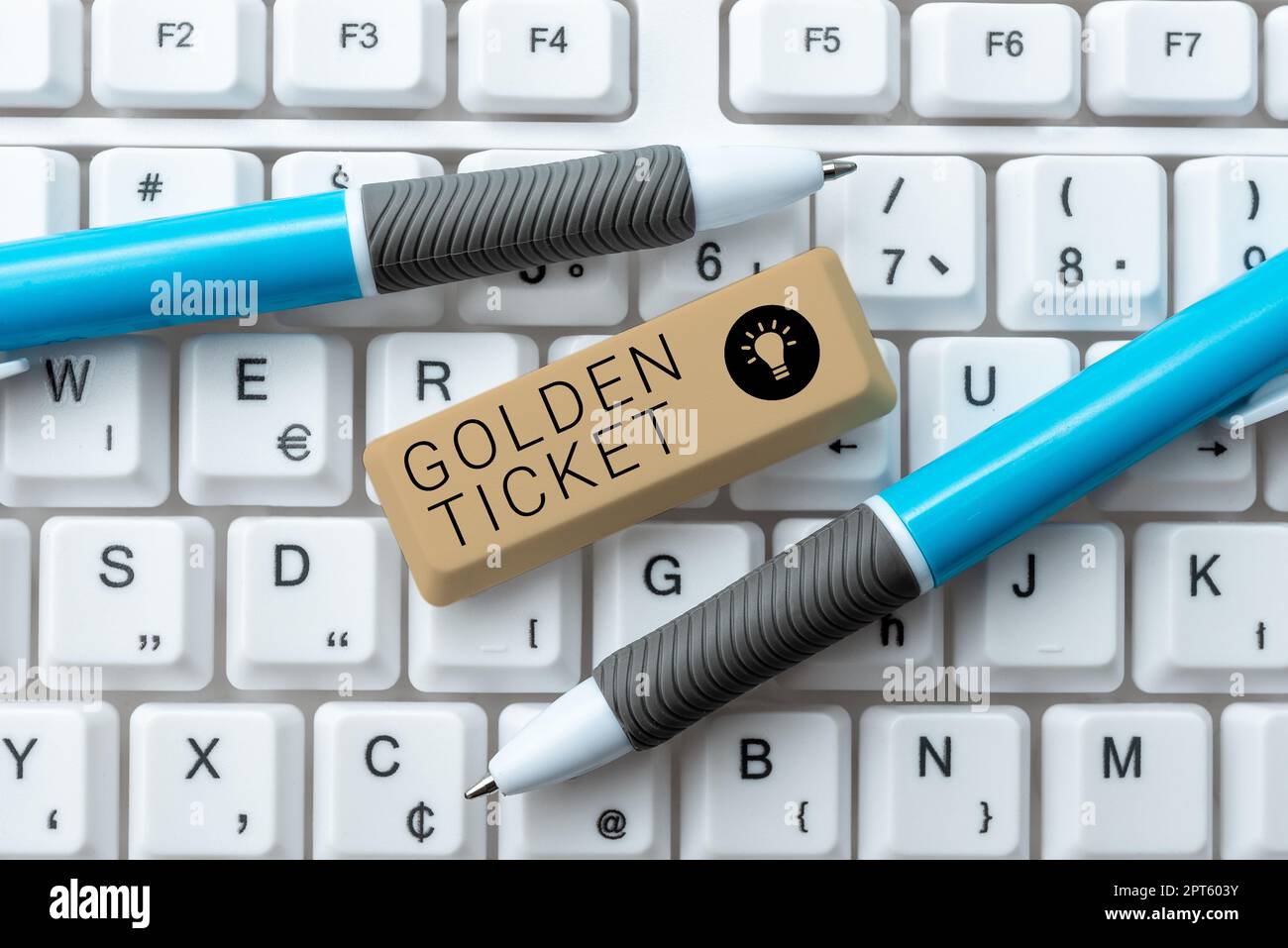 Text caption presenting Golden Ticket, Conceptual photo Rain Check ...