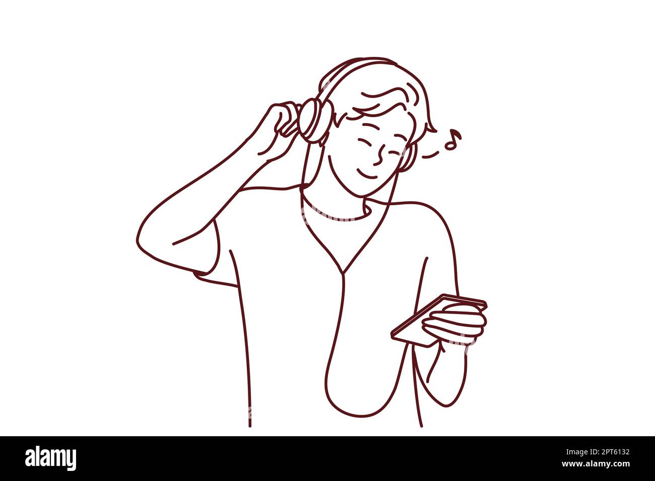 Listen audio millennial man Cut Out Stock Images & Pictures - Alamy